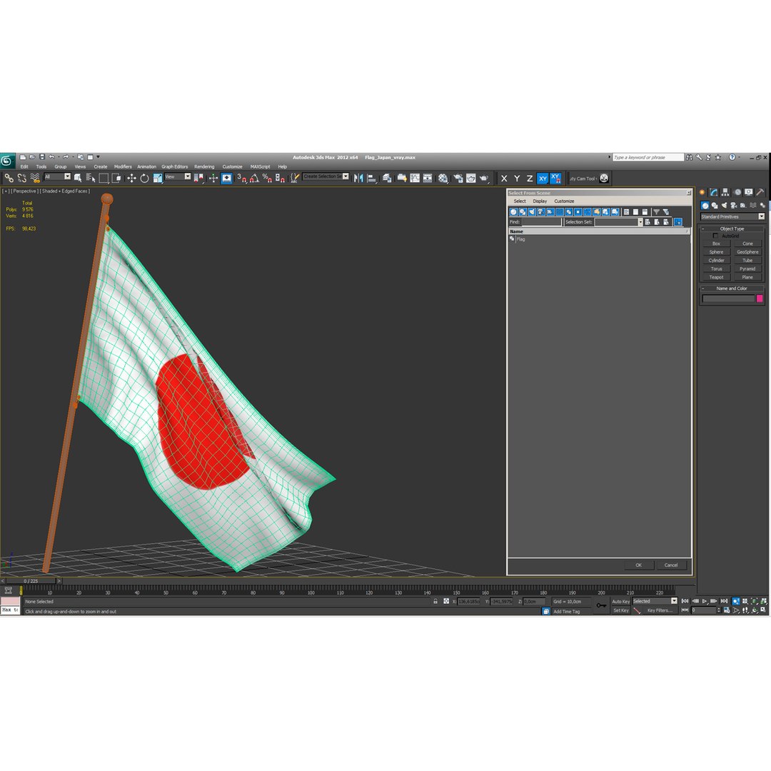 japan flag modeled 3d 3ds