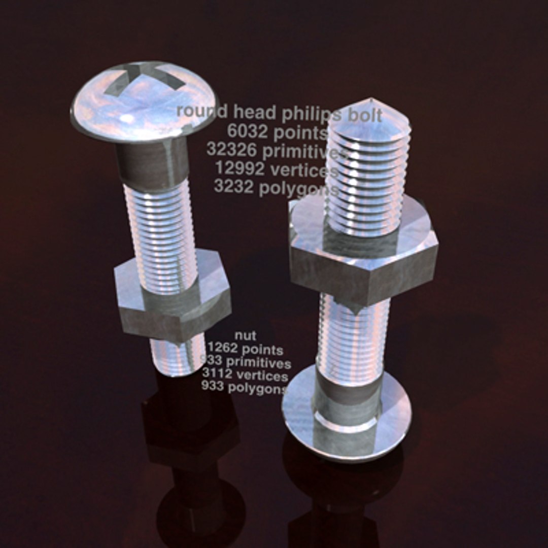 3ds Max Head Philips Bolt Nut