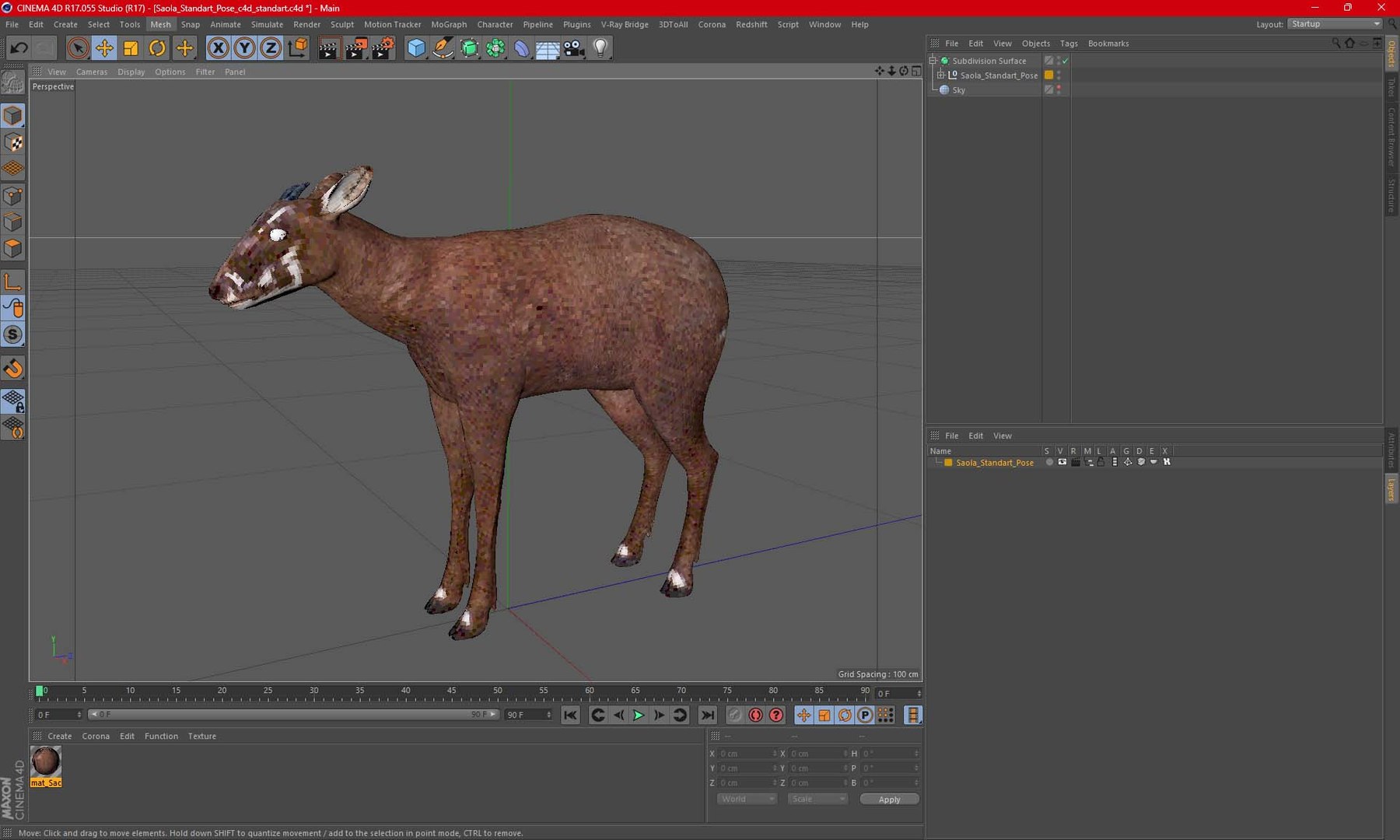 Saola Standart Pose 3D Model - TurboSquid 2202809