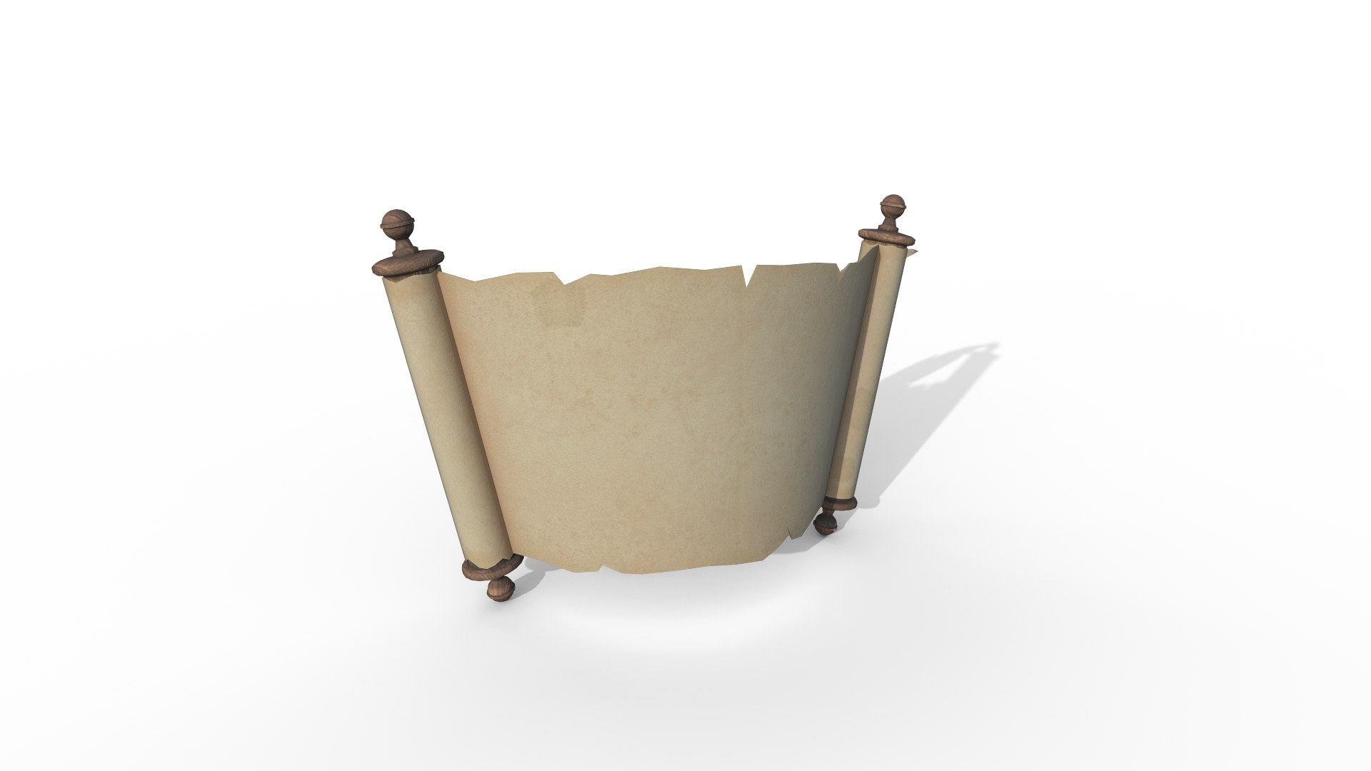 Set of papyrus scroll and inkwell with stopper and quill PBR Low-poly ...