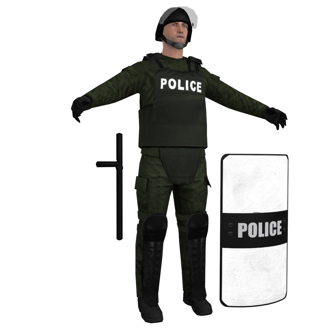 riot police officer 3d model