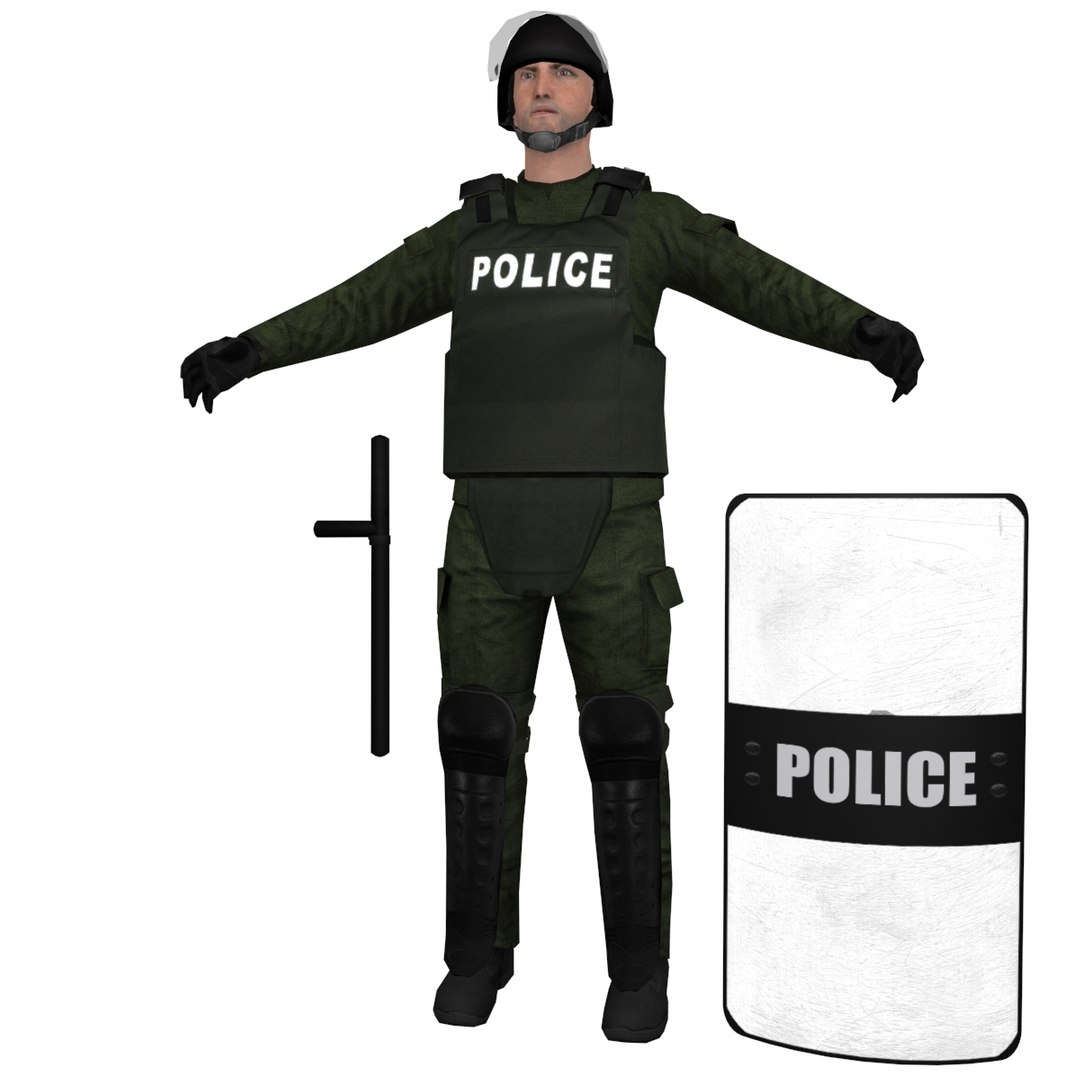 riot police officer 3d model