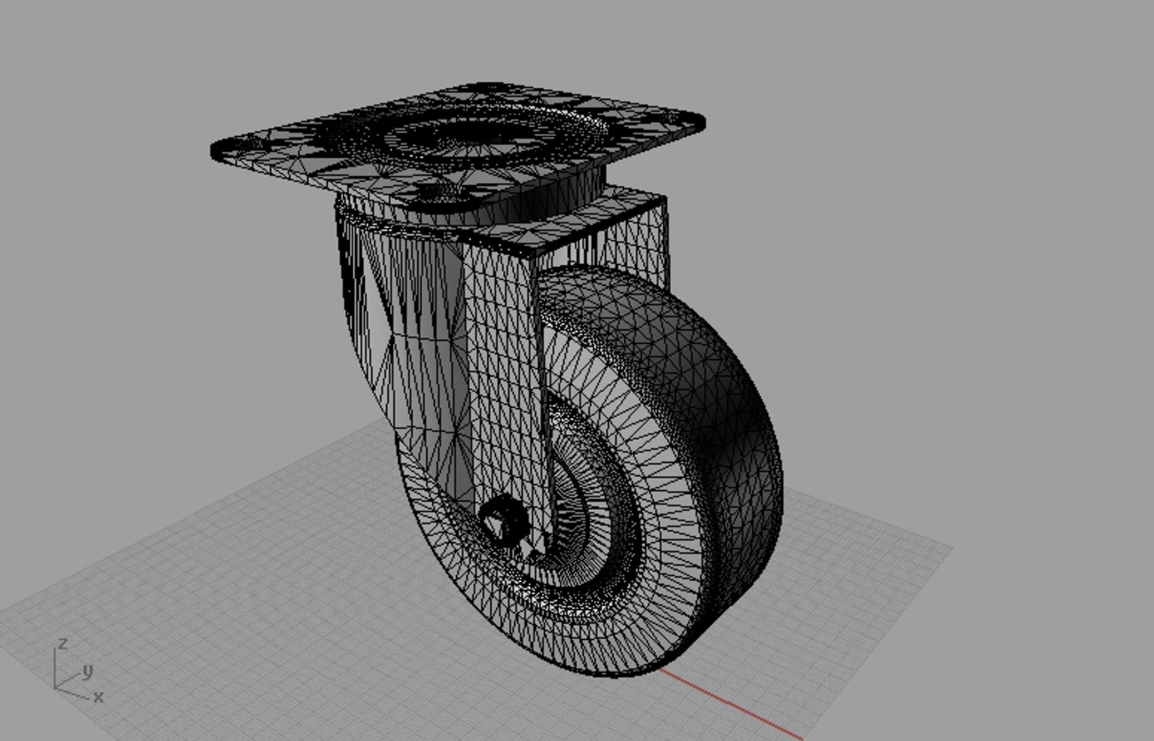 3d Model Industrial Castor Wheel 100mm