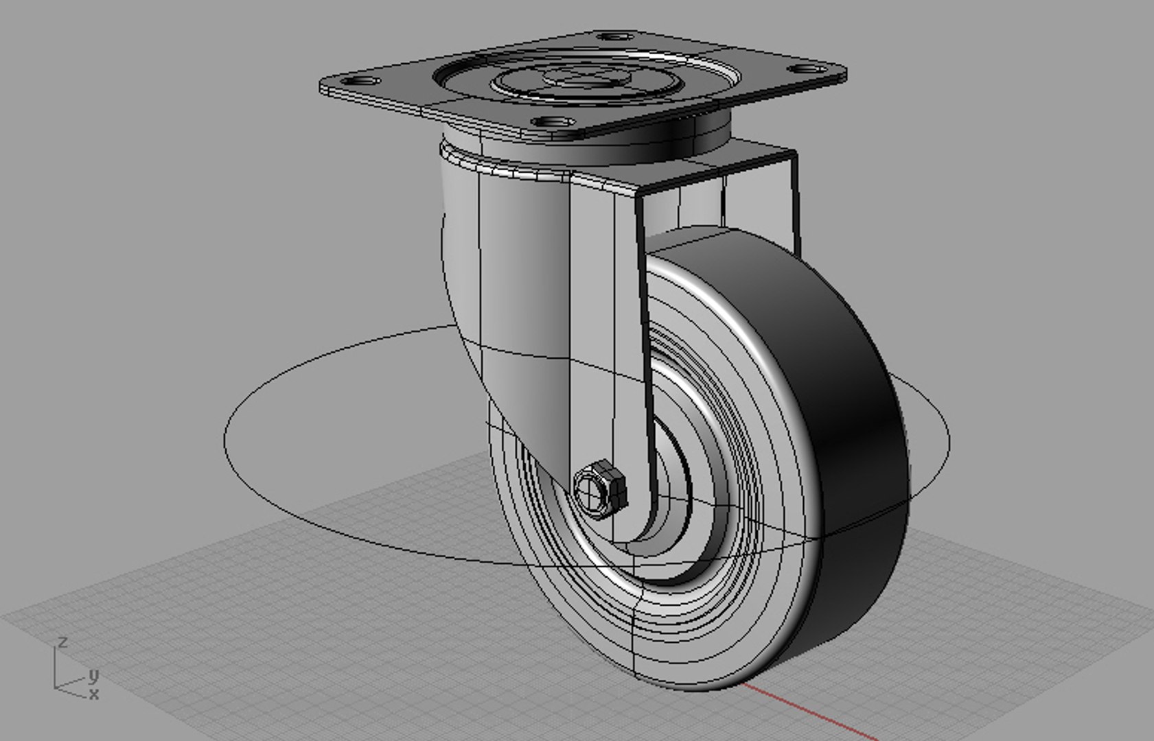 3d Model Industrial Castor Wheel 100mm