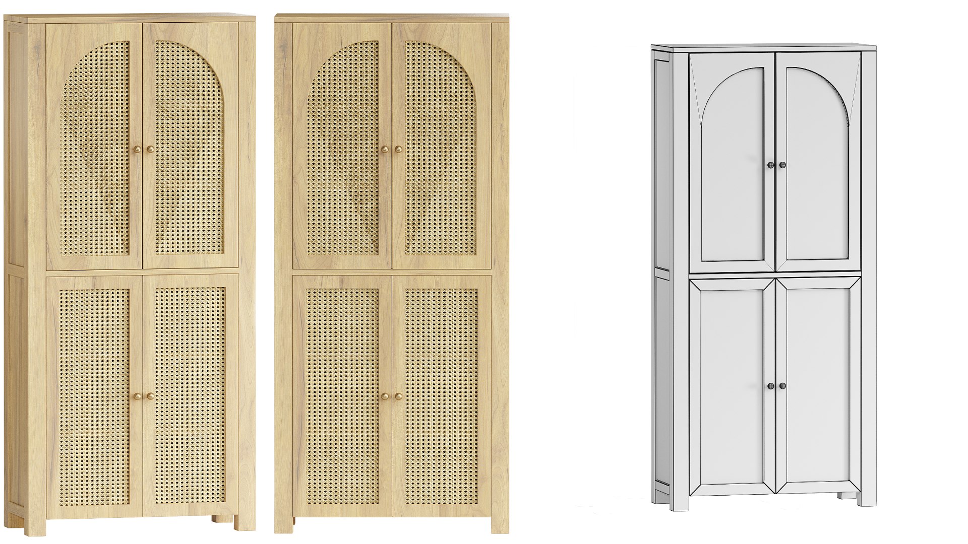 Cane Arches Tall Cabinet 3D - TurboSquid 2197401
