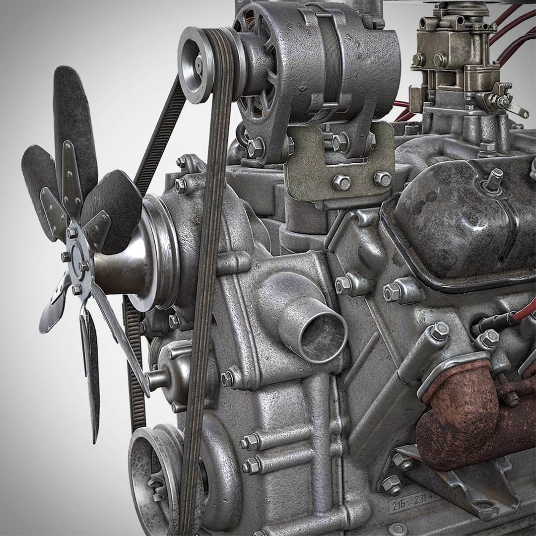 3D Old Engine Truck Motor ZMZ-53 V8 Yk1 - TurboSquid 2383744