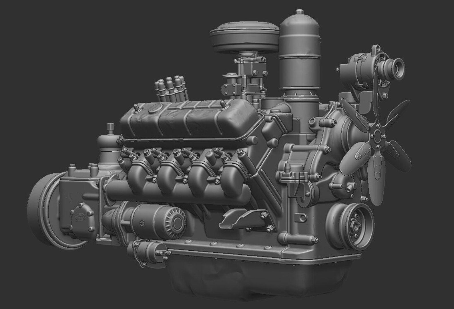 3D Old Engine Truck Motor ZMZ-53 V8 Yk1 - TurboSquid 2383744