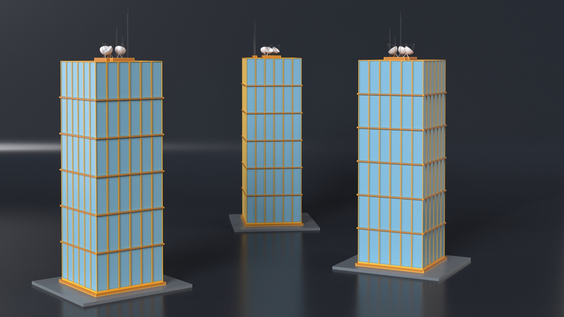 3D Cartoon Corporate Skyscraper Antenna Roof Yellow Model - TurboSquid ...