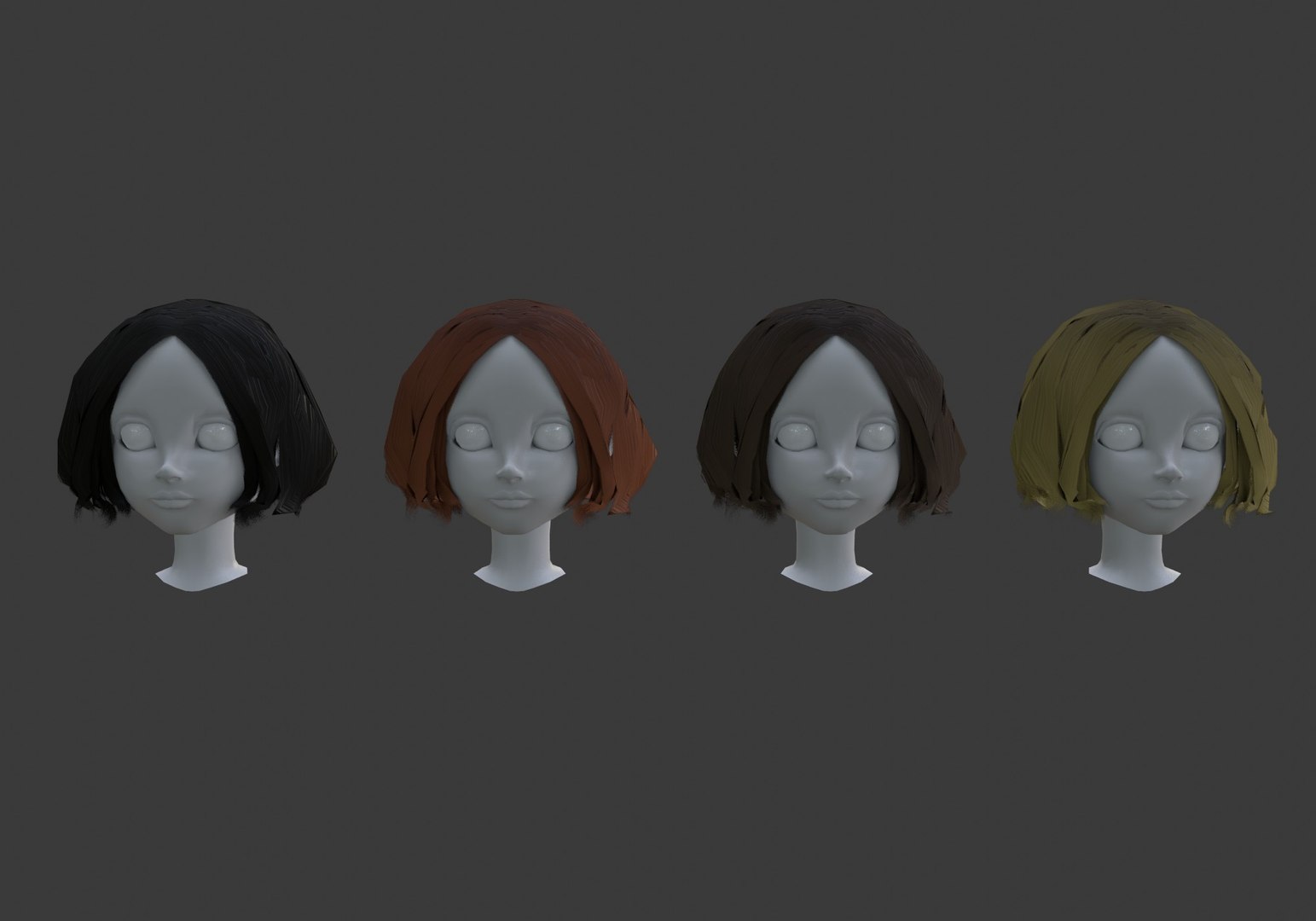 3D low poly hairstyle in 4 colors model - TurboSquid 1899385