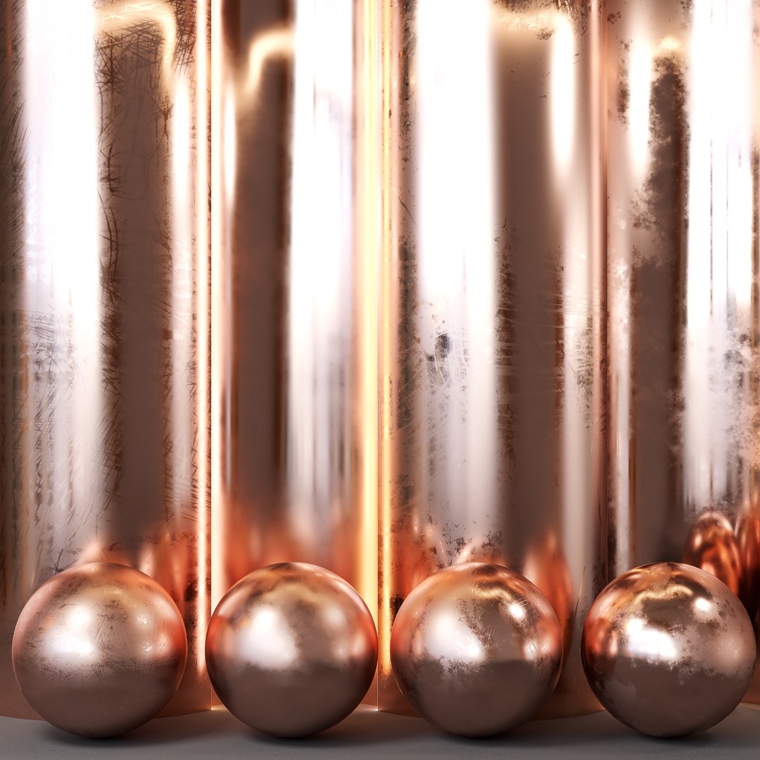 3D 4k Copper PBR Material - 4 Patterns - Warm Metal - Multi-Engine ...