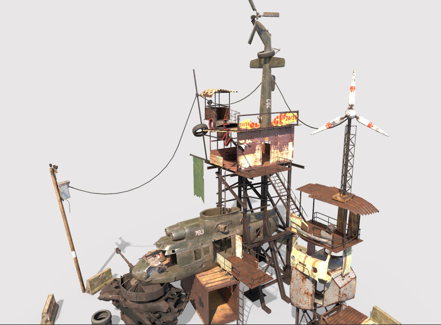 Post-Apocalyptic Outpost 3D Model - TurboSquid 1733588