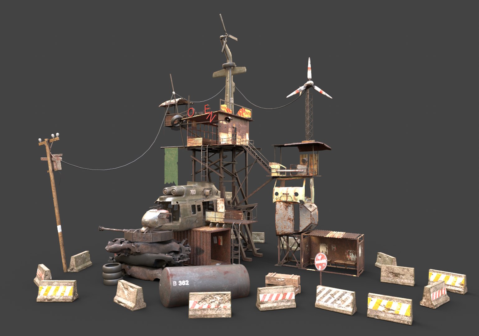 Post-Apocalyptic Outpost 3D Model - TurboSquid 1733588