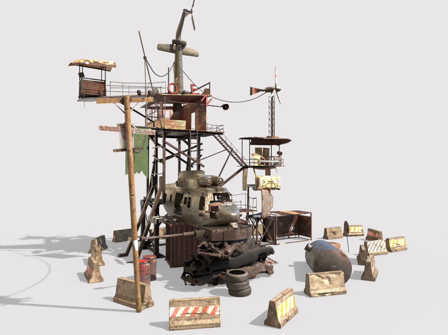 Post-Apocalyptic Outpost 3D Model - TurboSquid 1733588