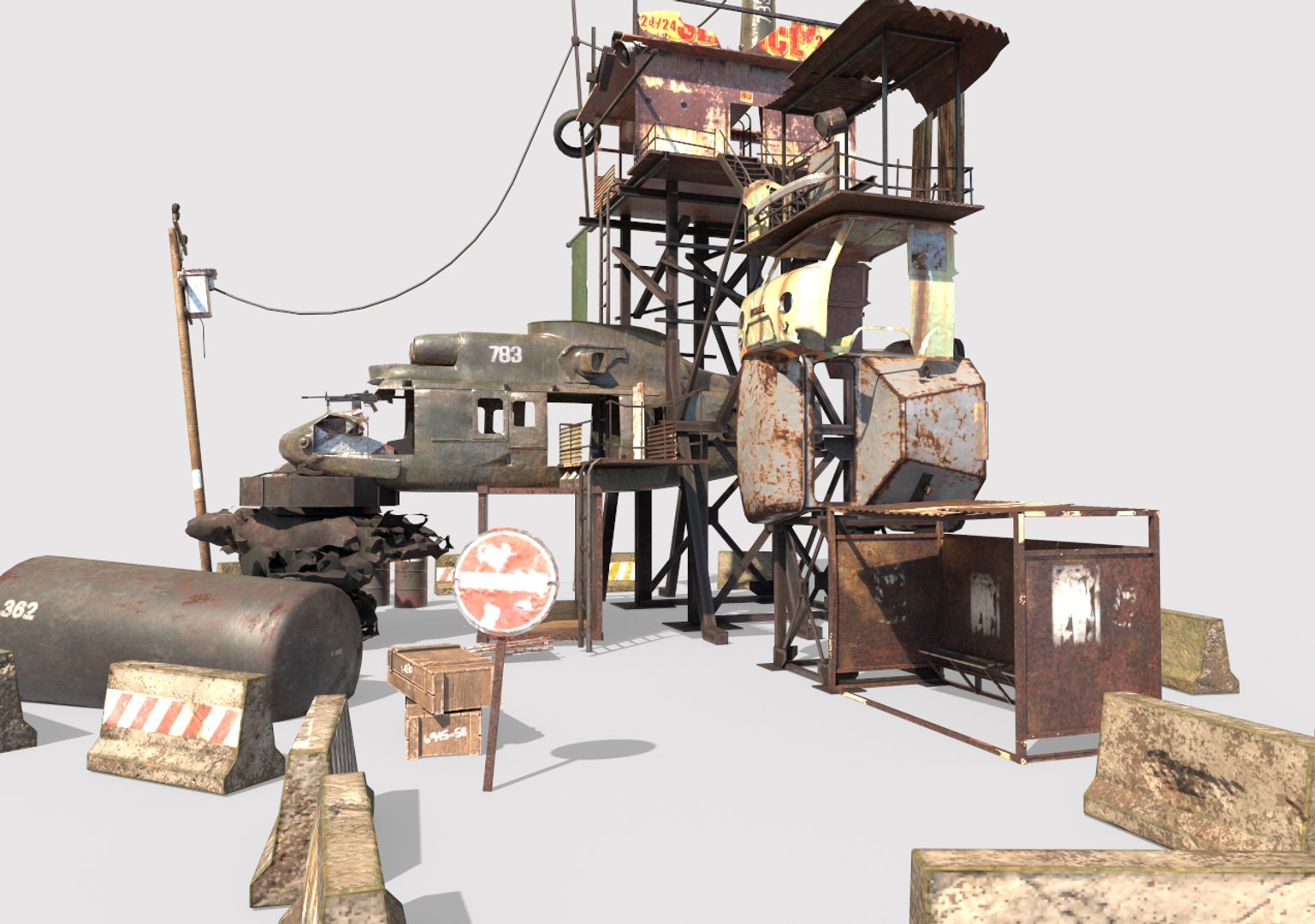 Post-Apocalyptic Outpost 3D Model - TurboSquid 1733588