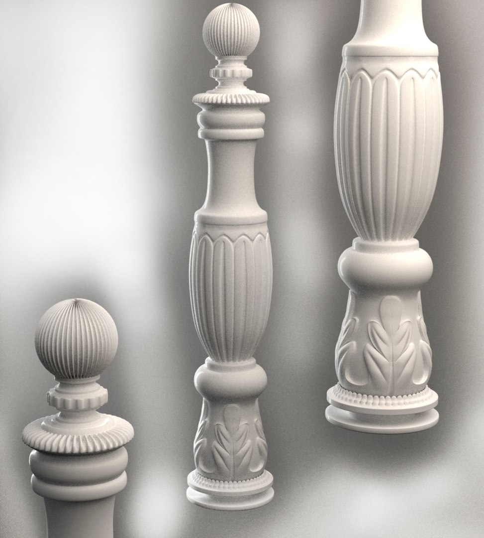 Baluster Column With Leaves For Cnc Milling 3D Print Model 3D Model ...