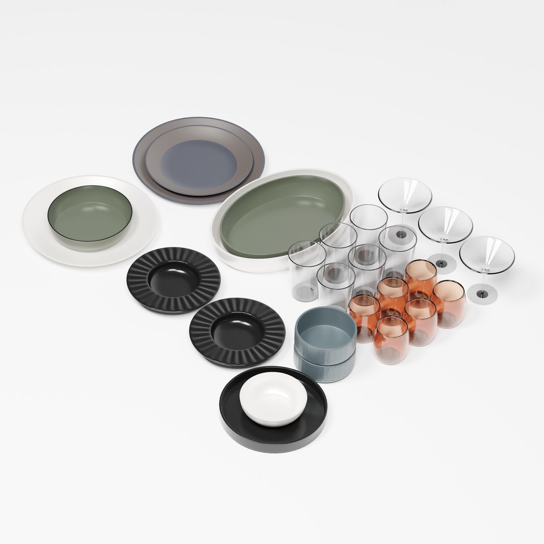 3D Kitchen Plate Set Model - TurboSquid 2335774