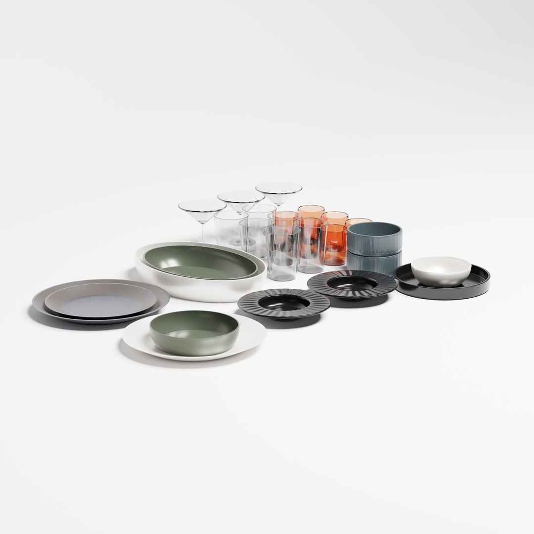 3D Kitchen Plate Set Model - TurboSquid 2335774