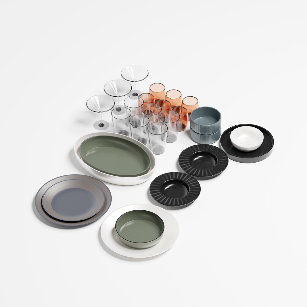 3D Kitchen Plate Set Model - TurboSquid 2335774