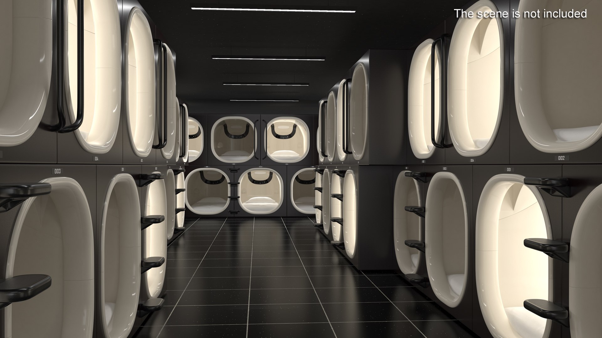 3D Black Futuristic Capsule Hotel model - TurboSquid 2106162