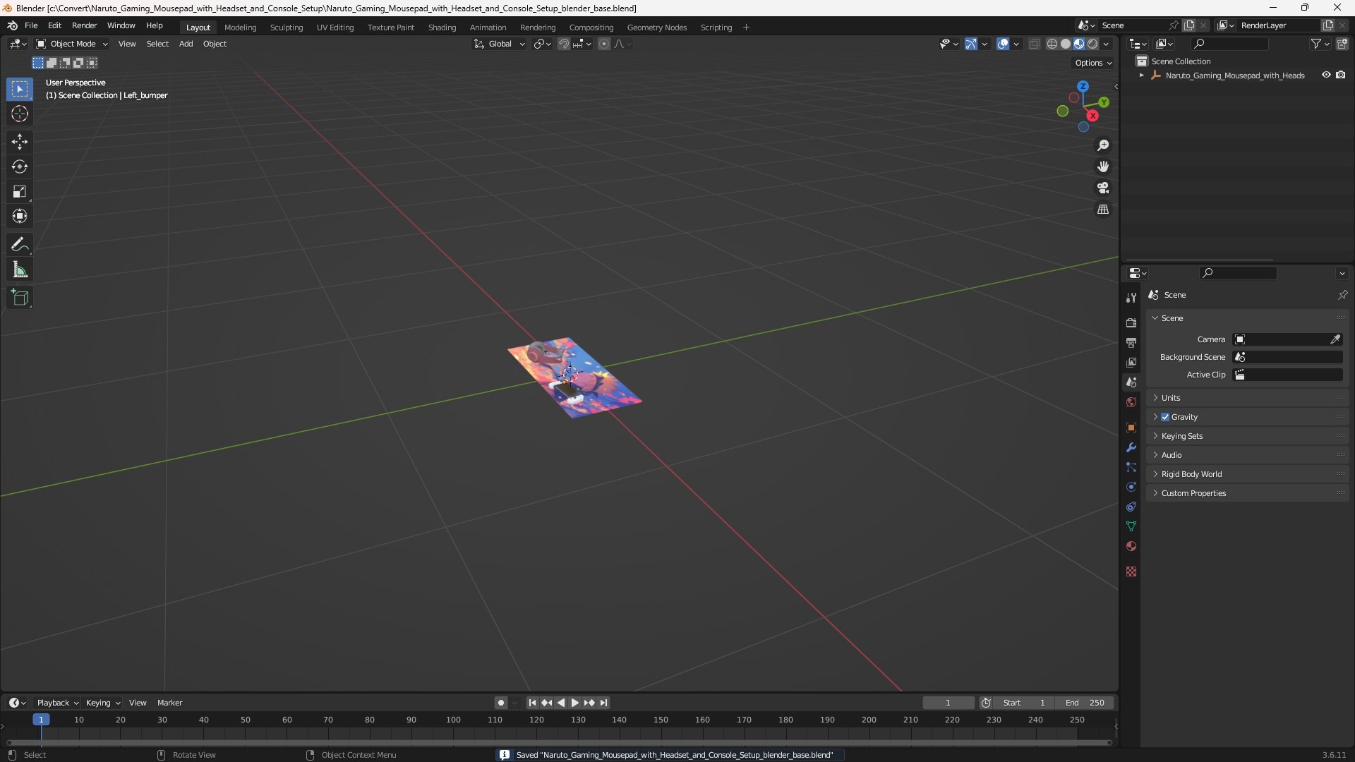 3D Model Naruto Gaming Mousepad With Headset And Console Setup ...