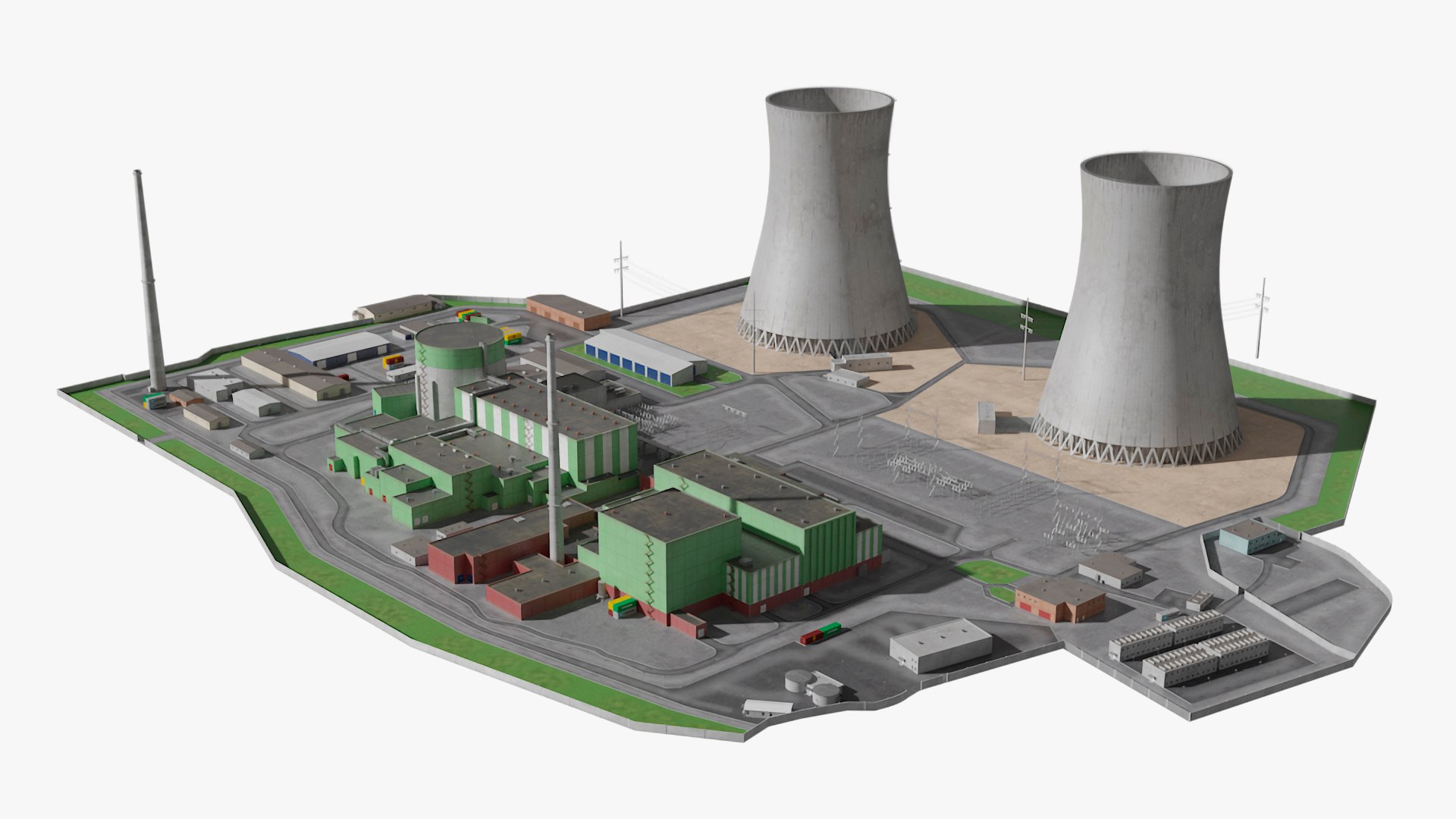Nuclear Power Plant Complex 3D - TurboSquid 2390522