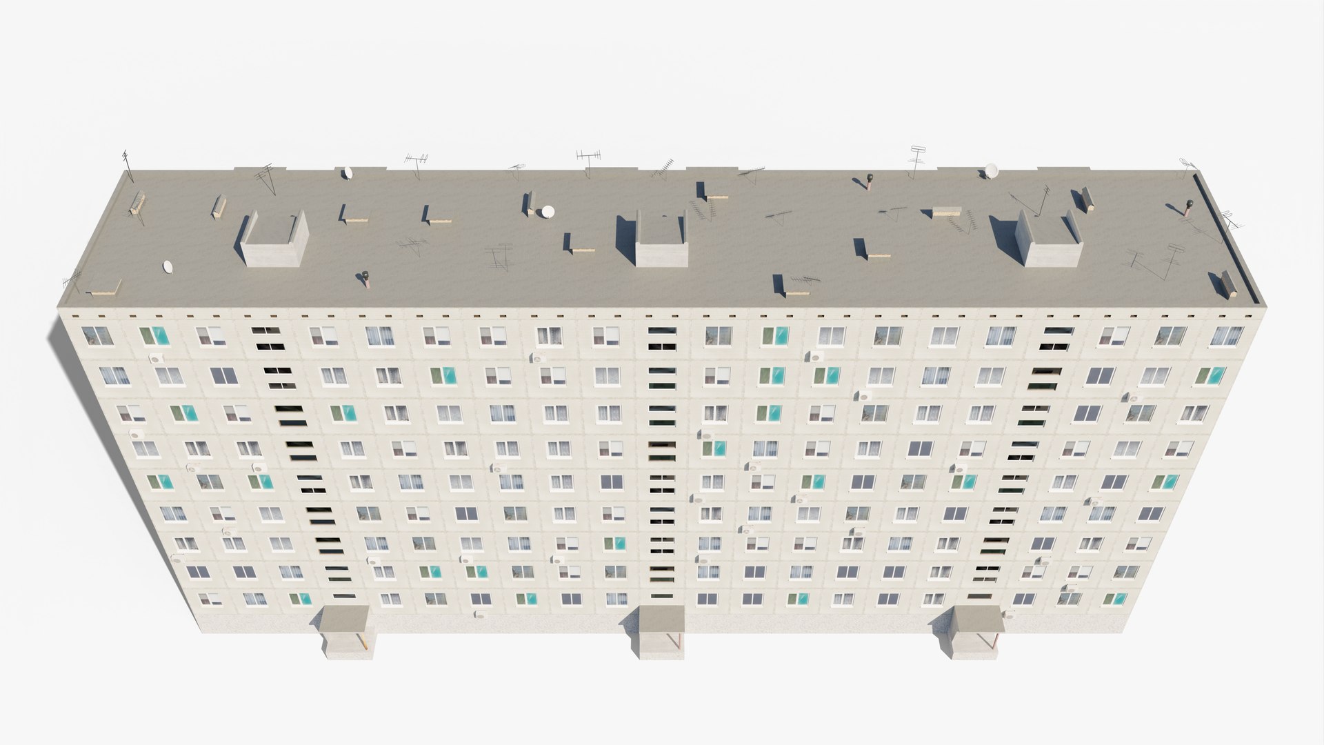 3D Soviet Panel Appartment Building With Three Entrances - TurboSquid ...