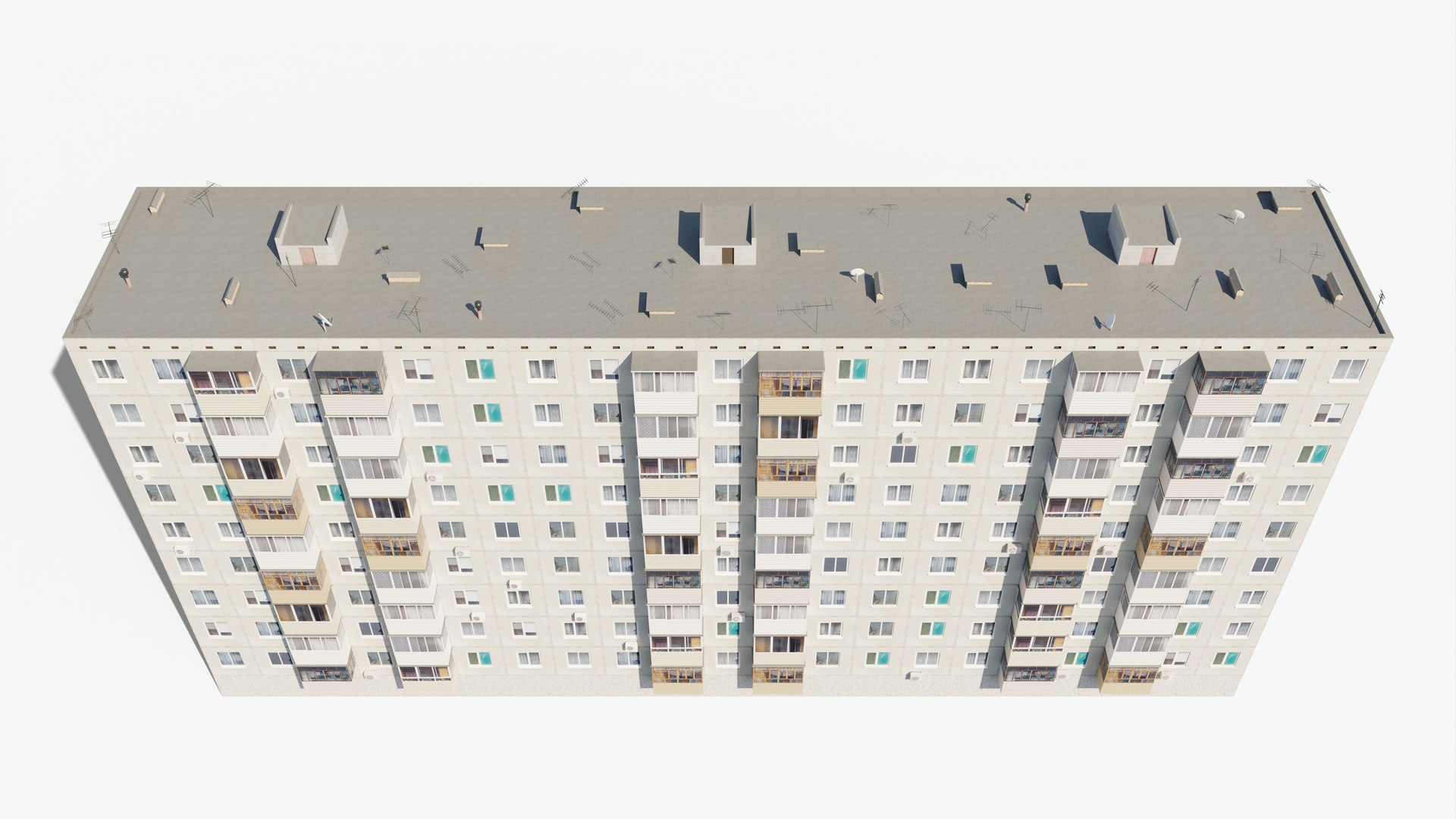 3D Soviet Panel Appartment Building With Three Entrances - TurboSquid ...