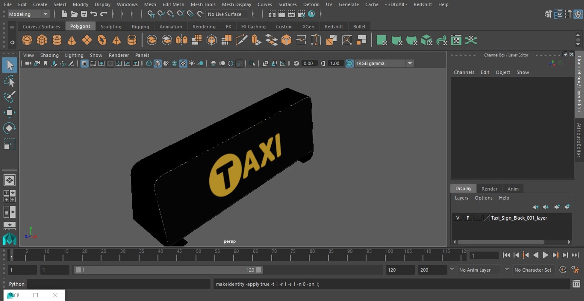 3D Taxi Sign Black - TurboSquid 2028388