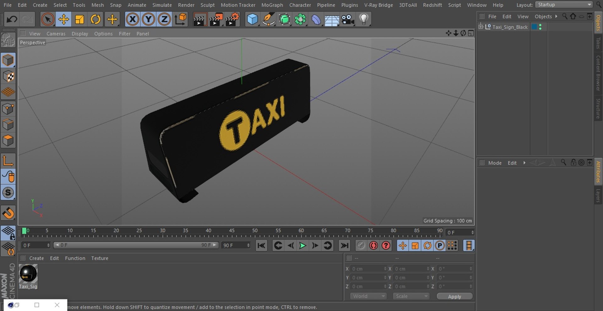 3D Taxi Sign Black - TurboSquid 2028388