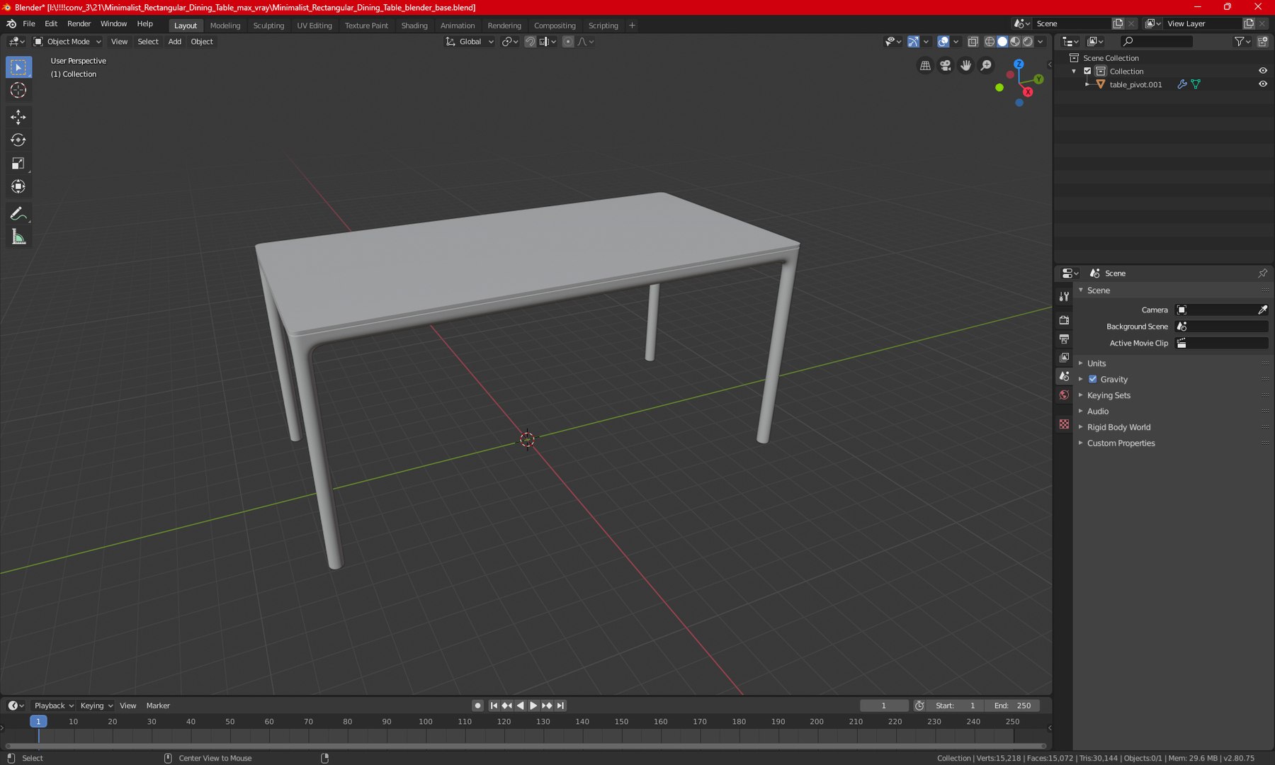 Modern Minimalist Rectangular Dining Table Model - TurboSquid 2248685