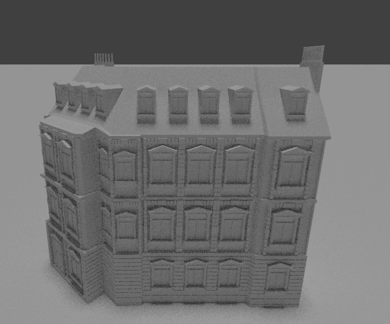 3d untextured building set