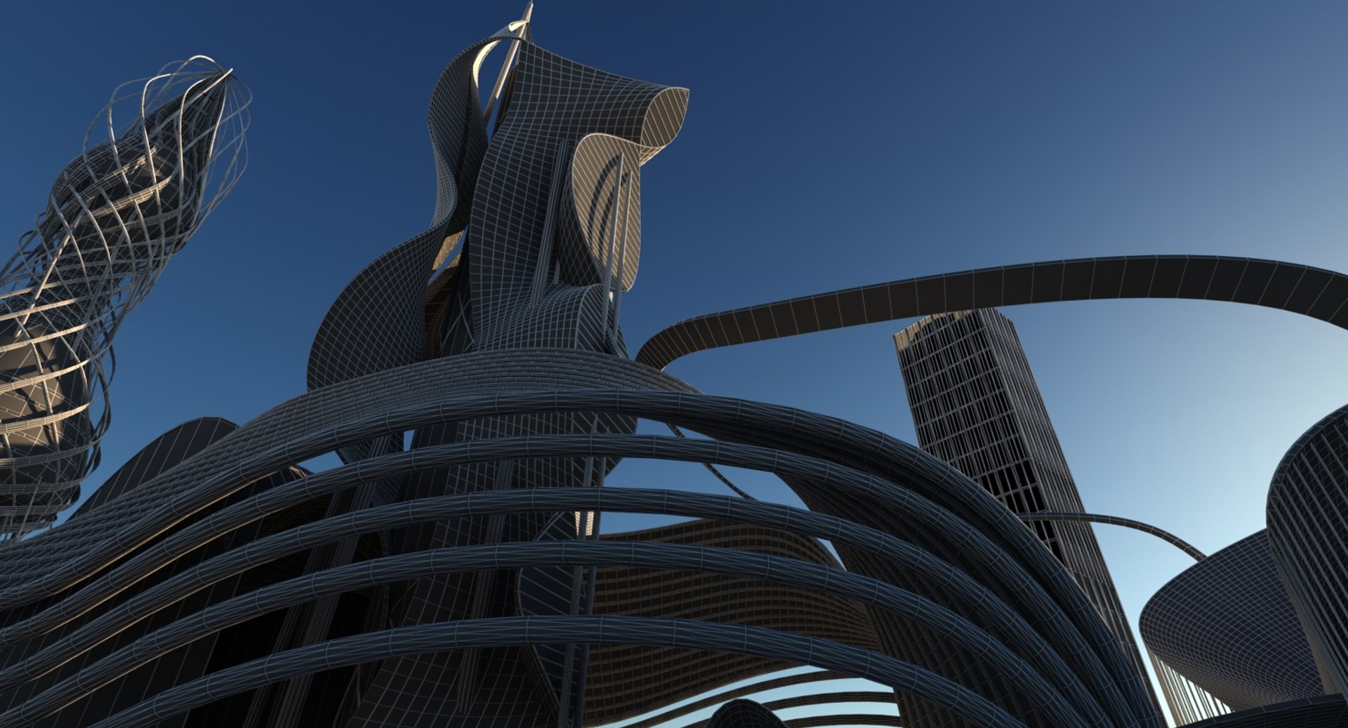 Futuristic Skyscrapers Buildings 6 3D Model - TurboSquid 1280425