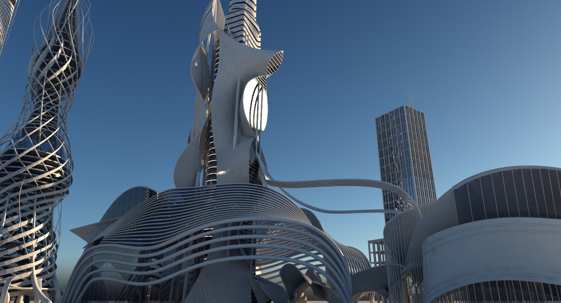 Futuristic Skyscrapers Buildings 6 3D Model - TurboSquid 1280425