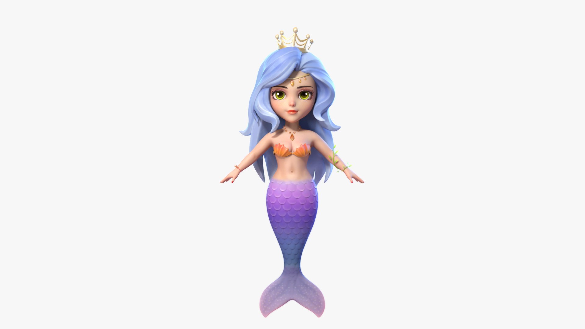 Cartoon Mermaid Sea-maid Girl Cutey 3D Model - TurboSquid 1872987