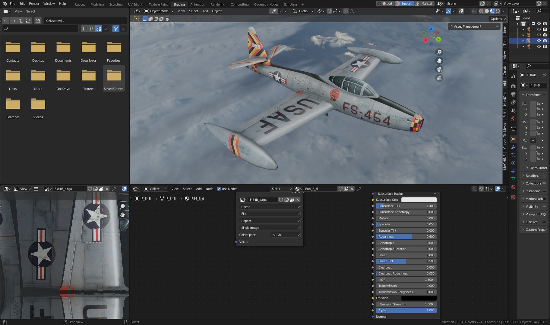 The F-84B Thunderjet Hand Painted Game Model 3D Model - TurboSquid 2297287