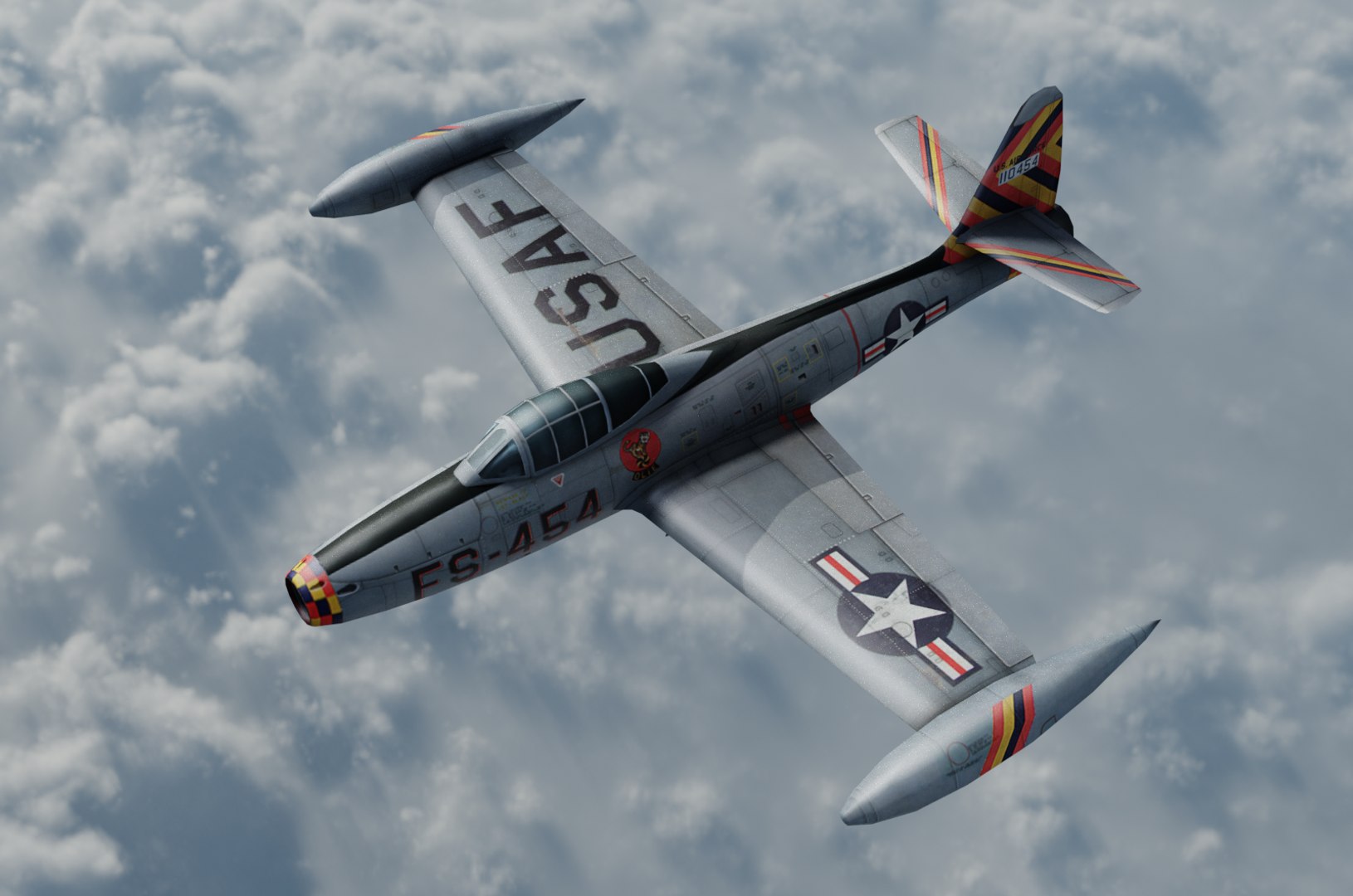 The F-84B Thunderjet Hand Painted Game Model 3D Model - TurboSquid 2297287