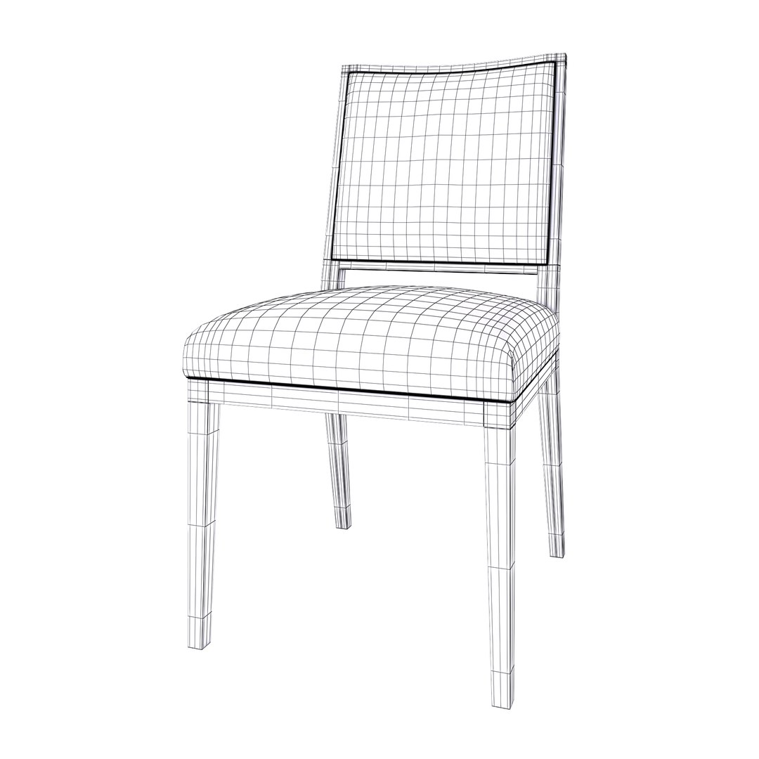 3D FRENCH CONTEMPORARY SQUARE FABRIC DINING SIDE CHAIR - TurboSquid 2316684