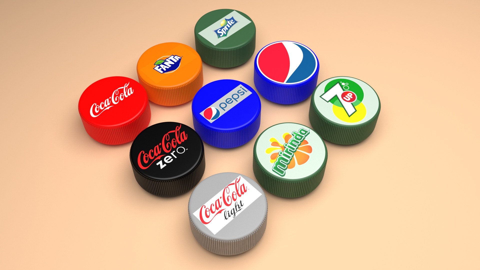 3D Plastic Bottle Caps Set - TurboSquid 2244105