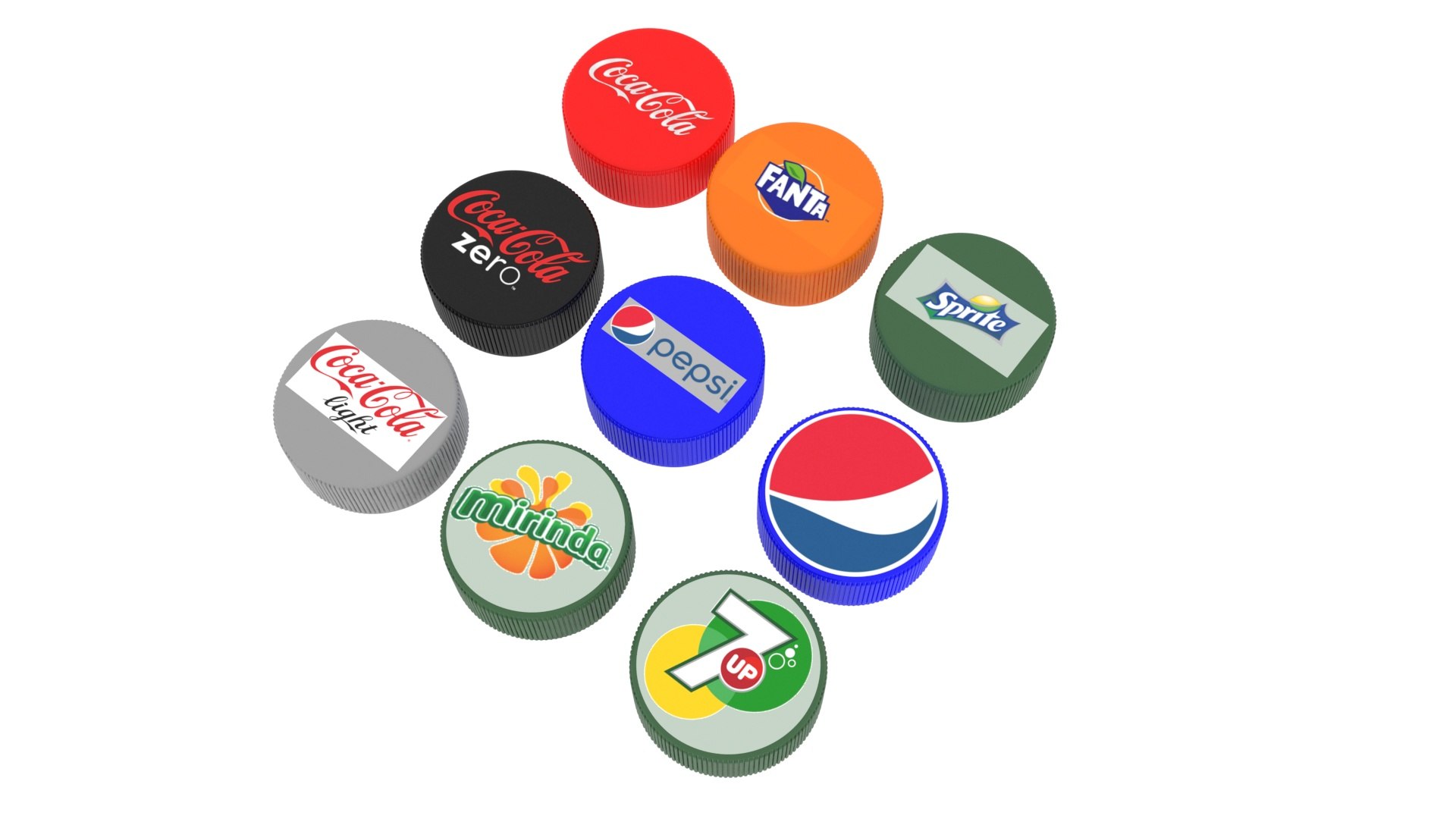 3D Plastic Bottle Caps Set - TurboSquid 2244105