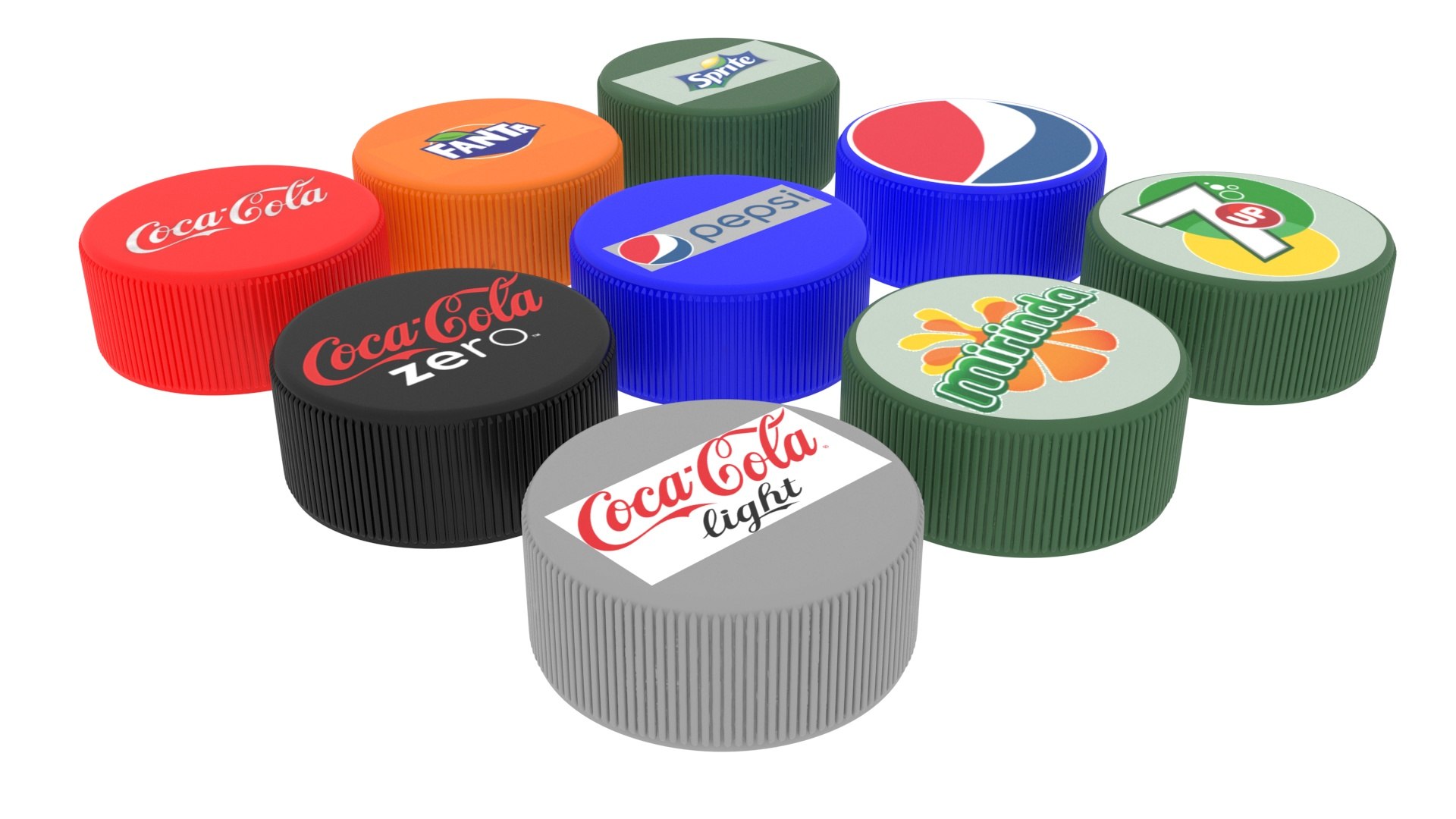 3D Plastic Bottle Caps Set - TurboSquid 2244105