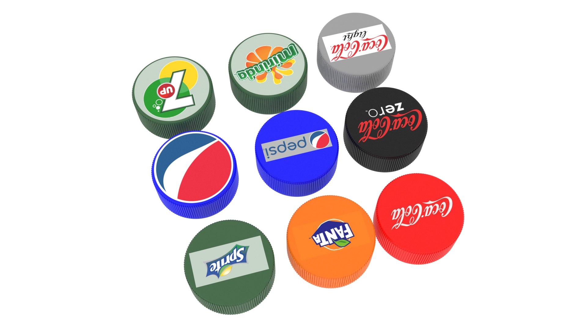 3D Plastic Bottle Caps Set - TurboSquid 2244105