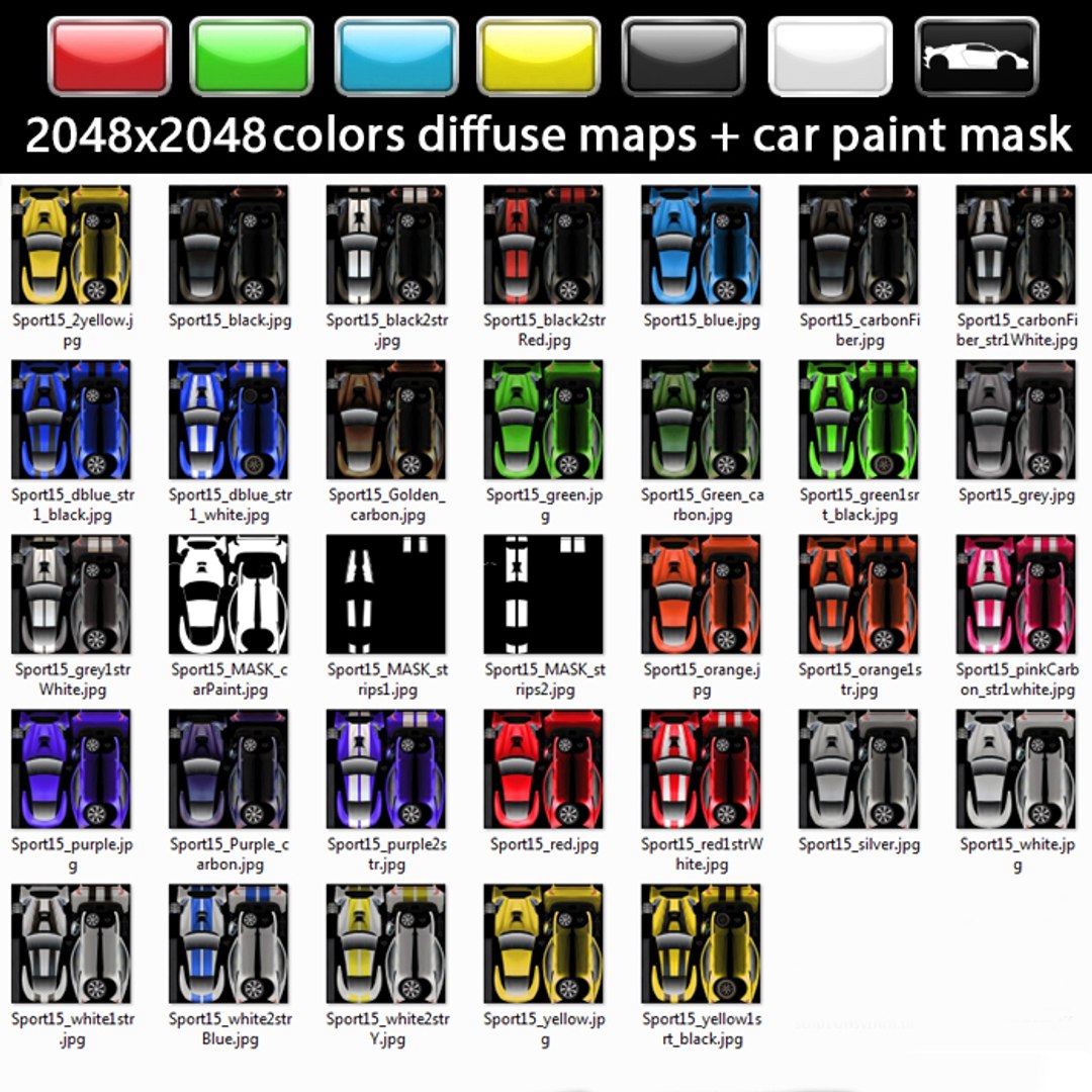 3d Generic Supercars Colors Car