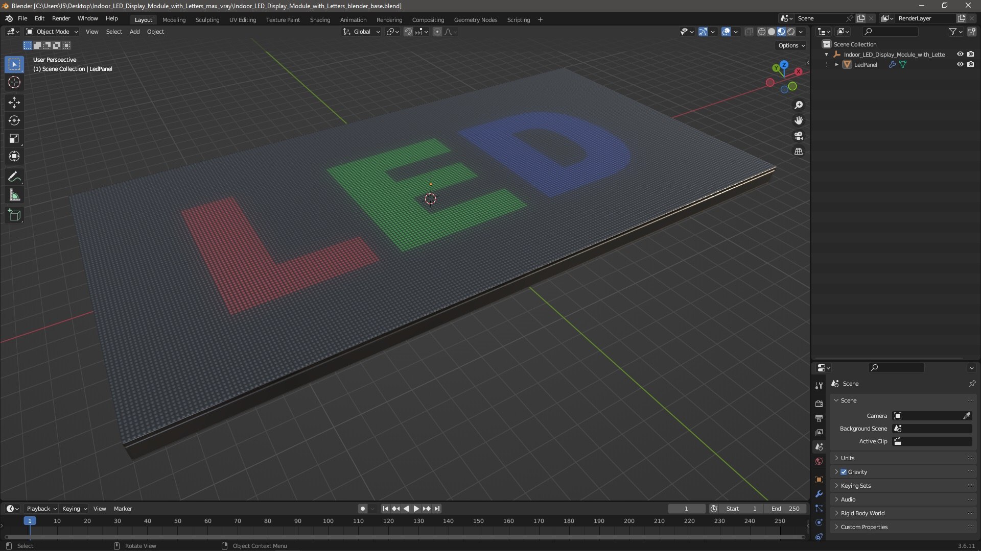 Indoor LED Display Module With Letters 3D - TurboSquid 2284095