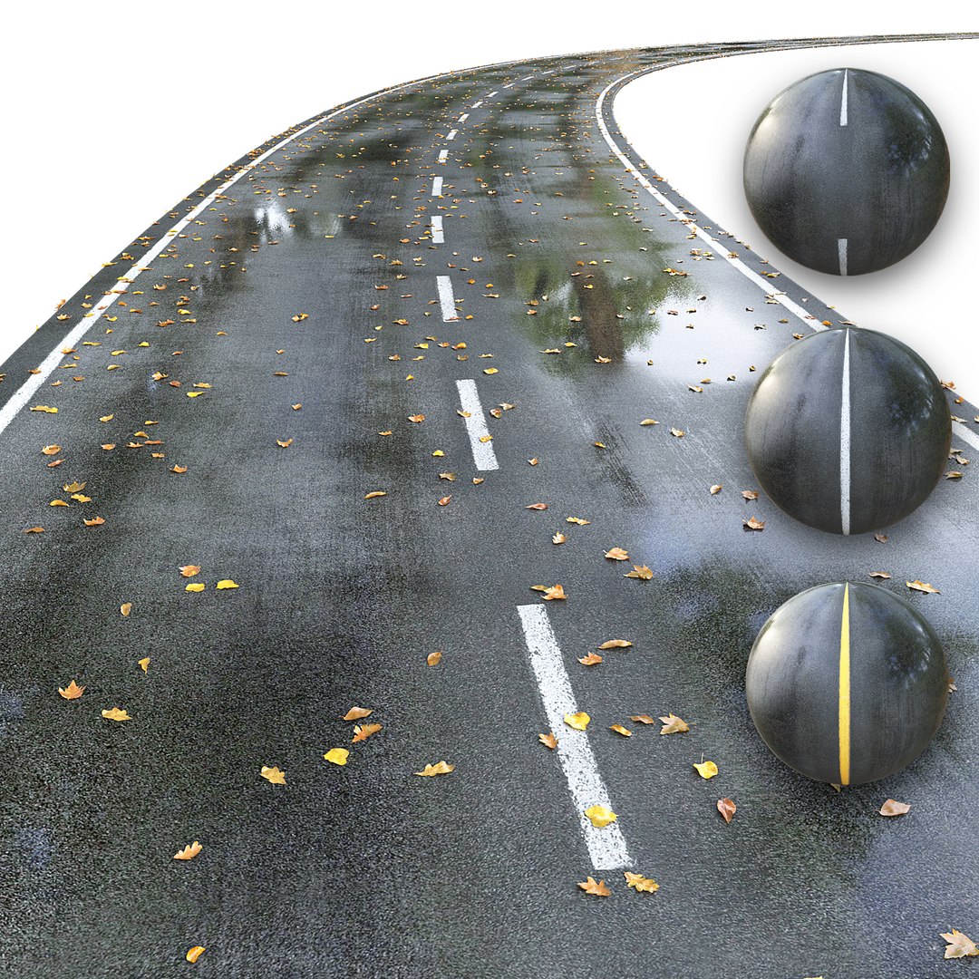 3D Wet Road With Markings Model - TurboSquid 2118135