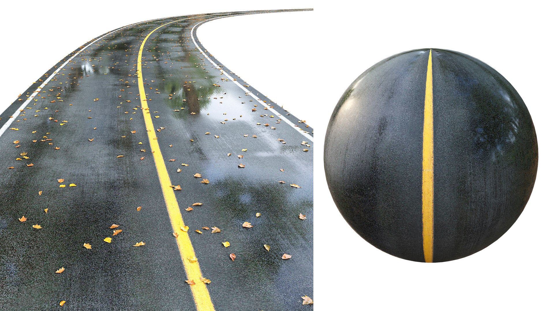 3D Wet Road With Markings Model - TurboSquid 2118135