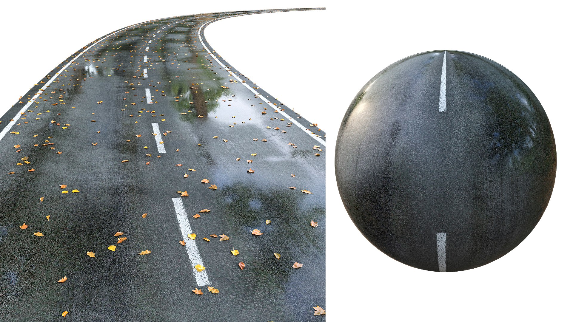 3D Wet Road With Markings Model - TurboSquid 2118135