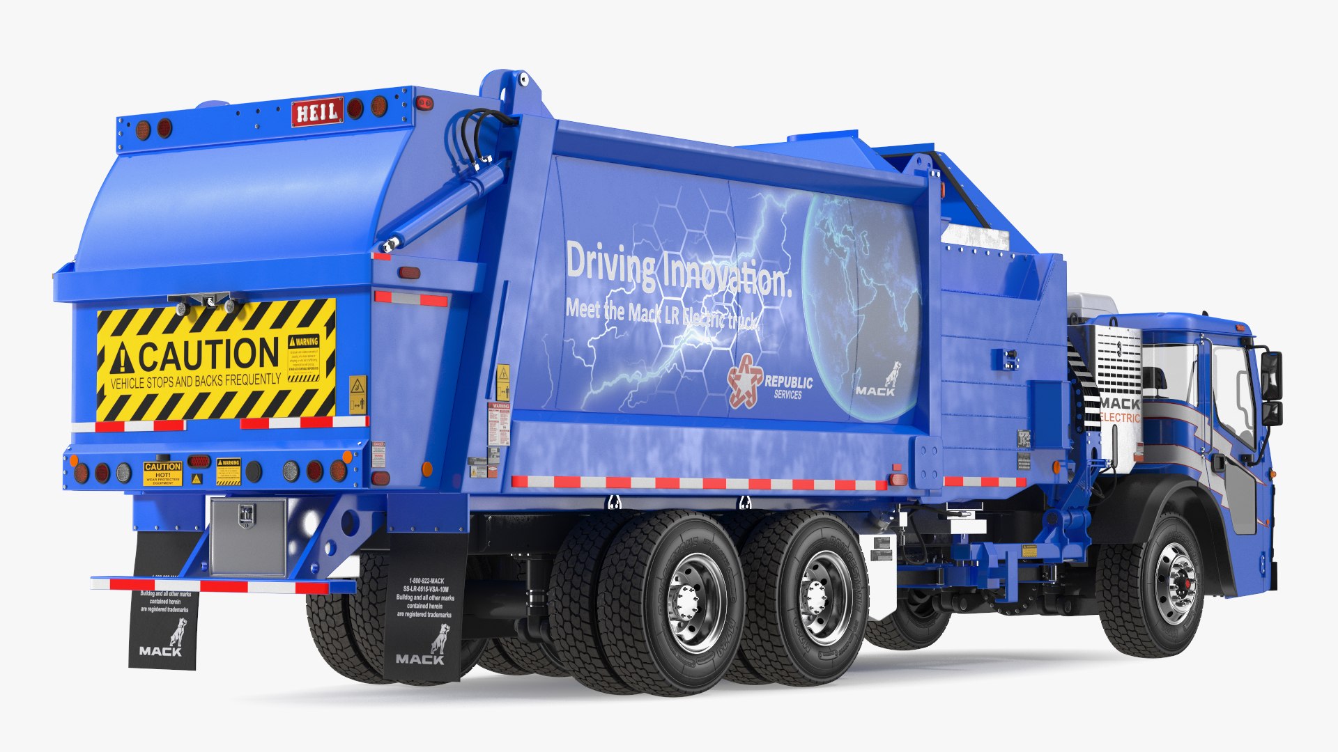 Electric Truck Mack LR Blue Rigged for Cinema 4D 3D - TurboSquid 2168238