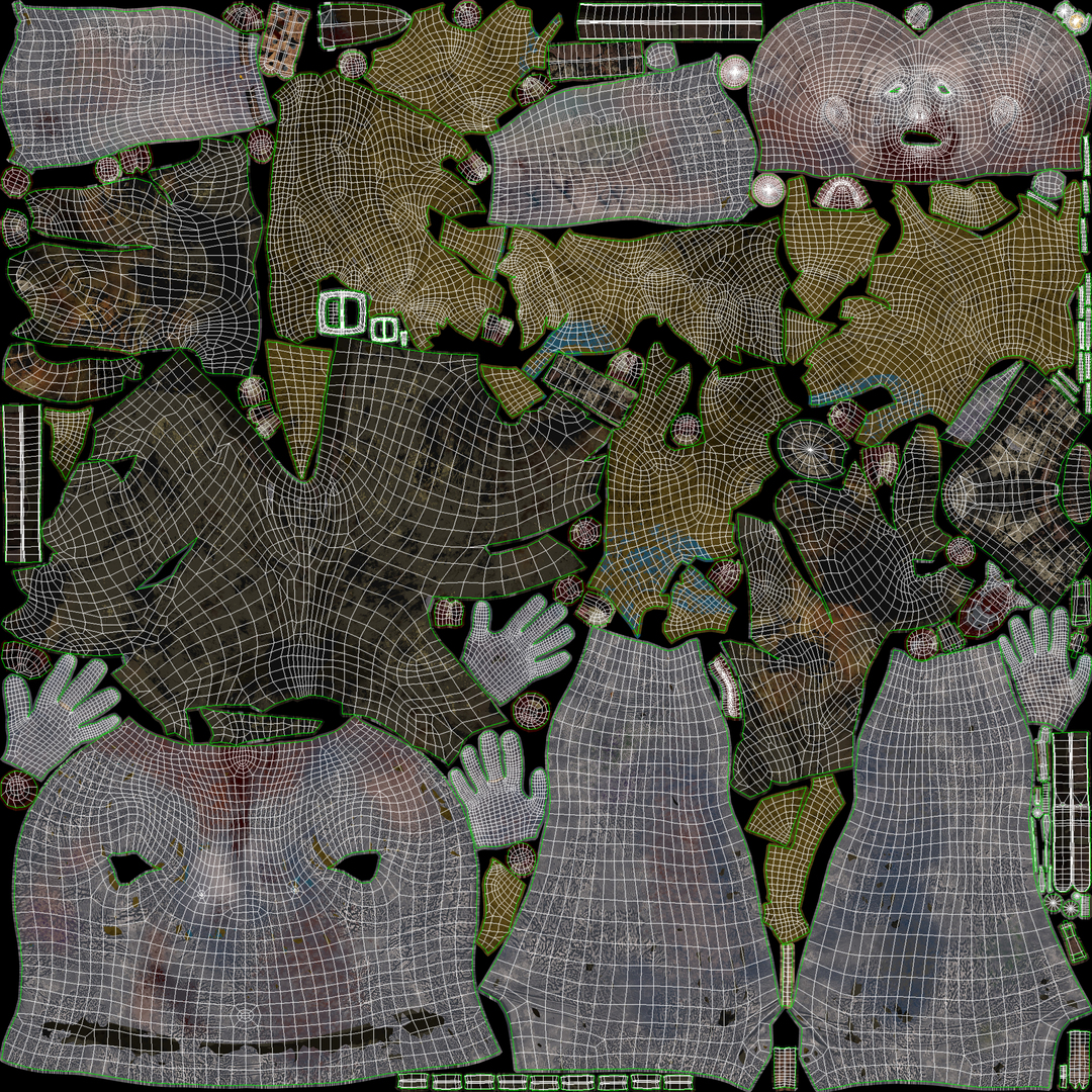 zombie man character pbr 3d model