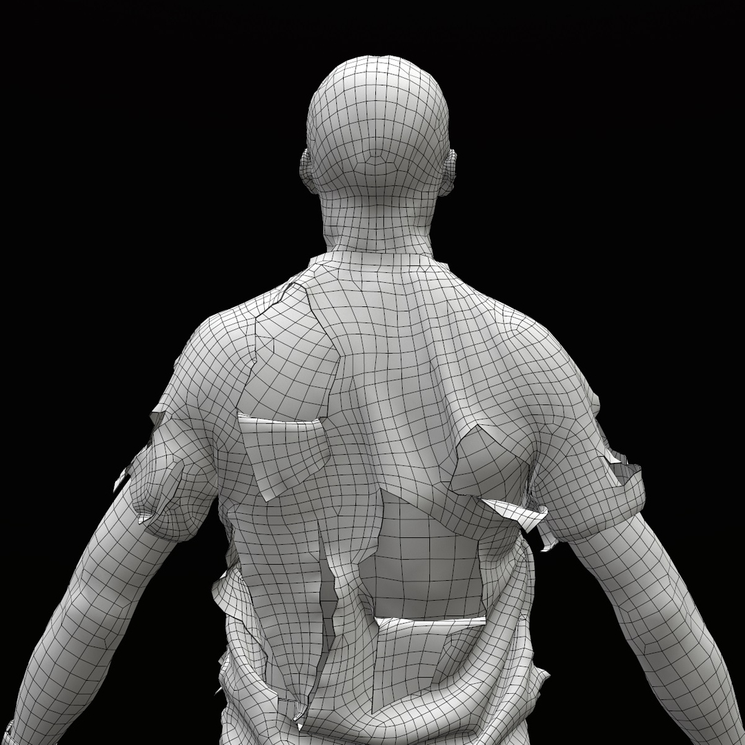 zombie man character pbr 3d model