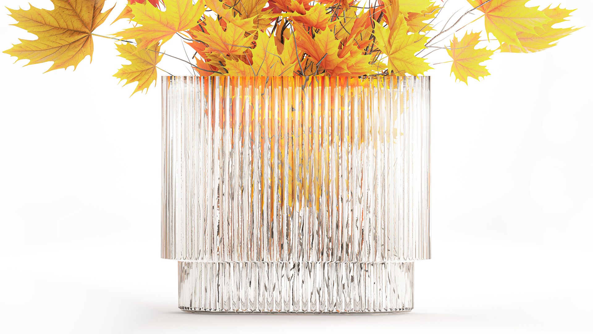 Autumn Bouquet Branches Maple Sycamore Leaves Decor Vase 3D Model ...